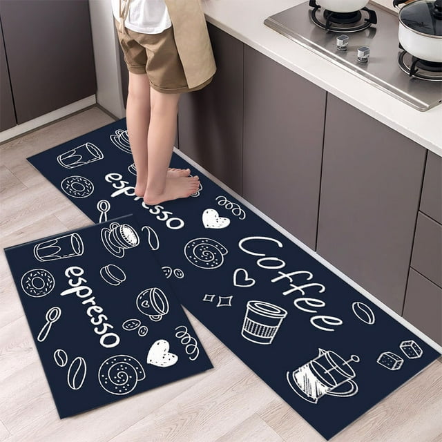 Anti-slip Kitchen Floor Mat Tableware Pattern Entrance Doormat Bathroom ...