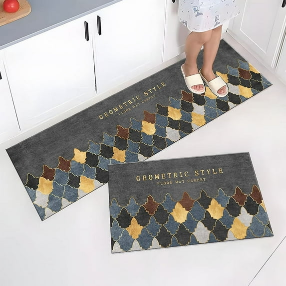 Anti-slip Kitchen Floor Mat Tableware Pattern Entrance Doormat Bathroom ...