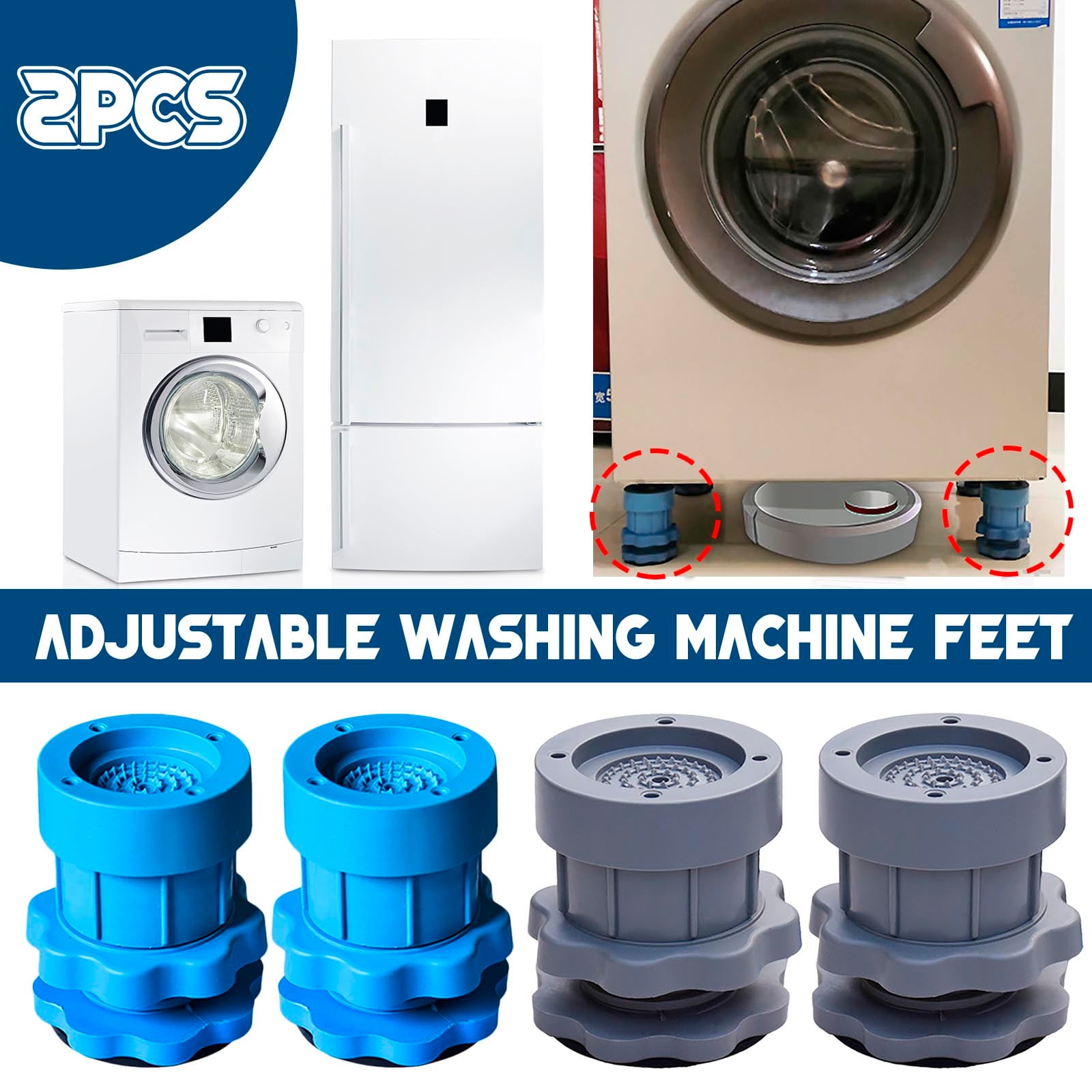 Anti-slip Noise-reducing Washing Machine Foot Pads, 2PCS Support Pads ...