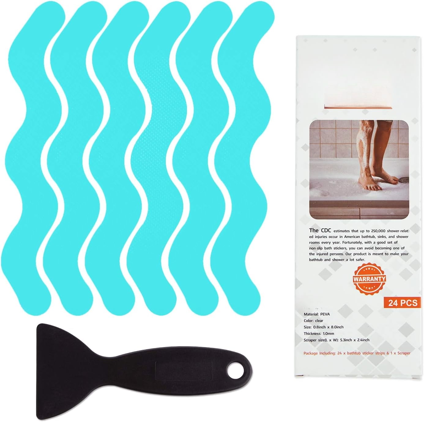 Anti-slip Shower Stickers 24 Pack Safety Bathtub Strip Sticker Decals ...