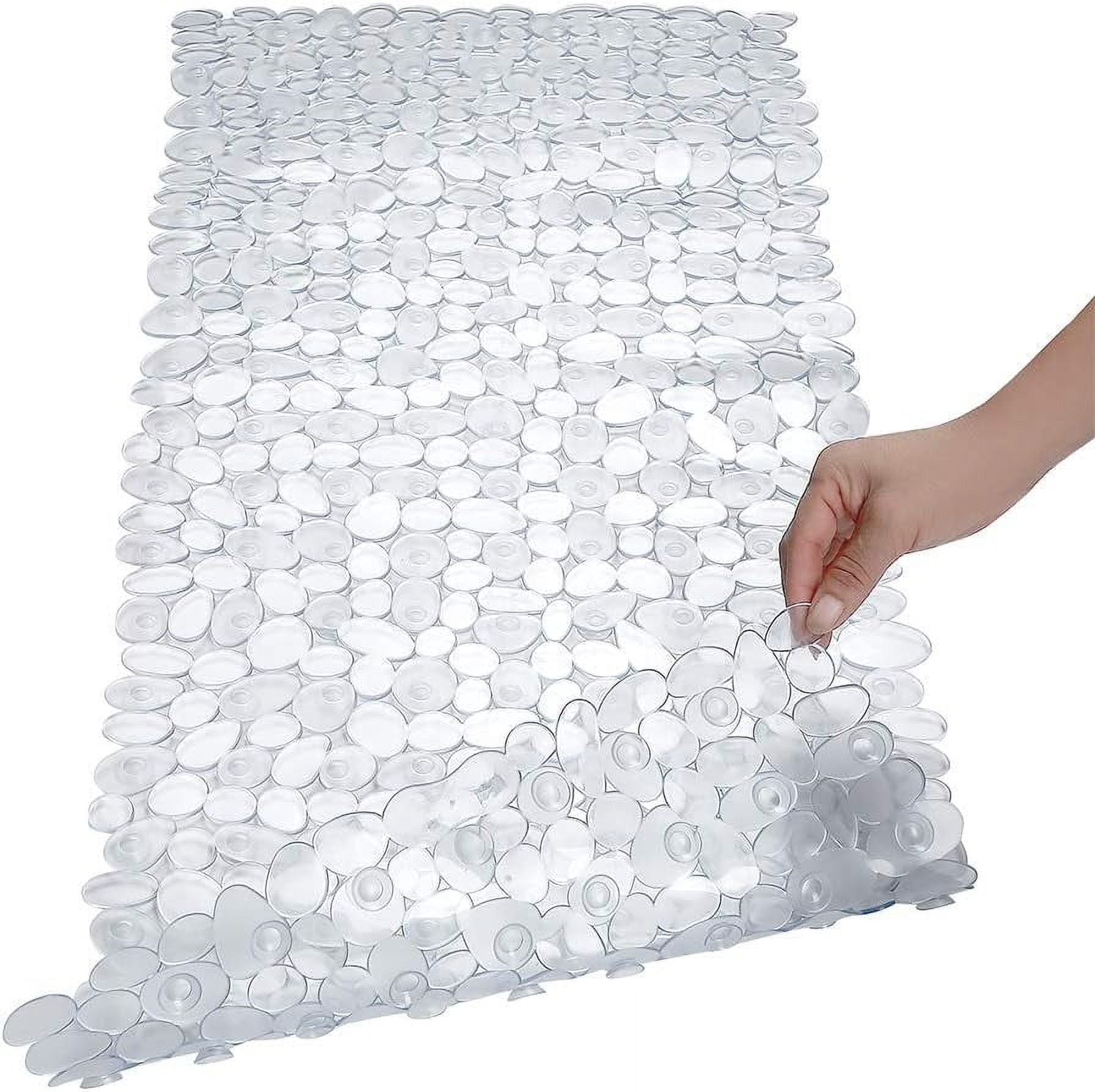 Anti slip pebble bathroom shower mat with drainage holes, suction cup ...