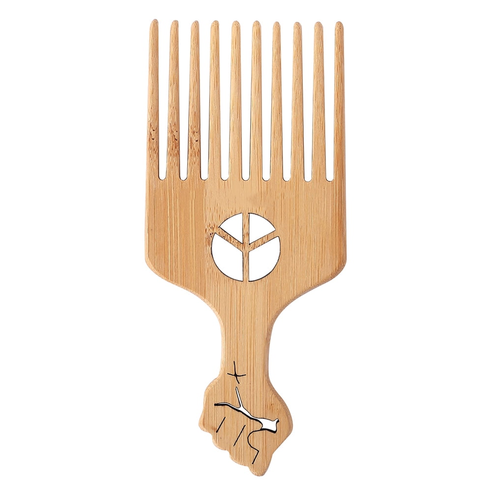 Anti-static Bamboo Afro Comb Hair Pick Fork Comb Detangling Hair Brush ...