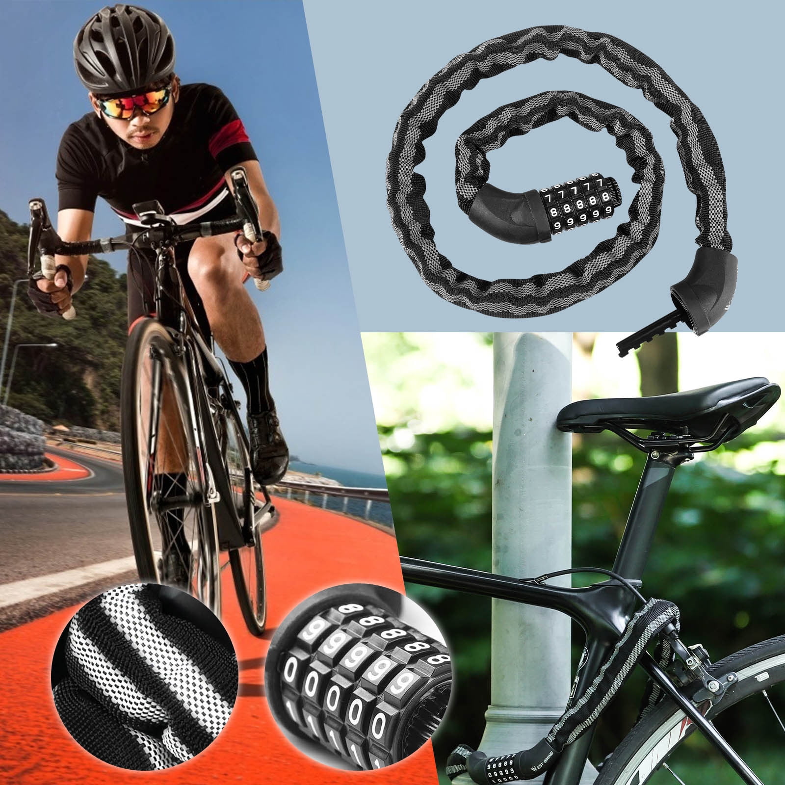 Anti-theft Chain Bike Lock, Universal Security Lock, Heavy-duty Steel ...