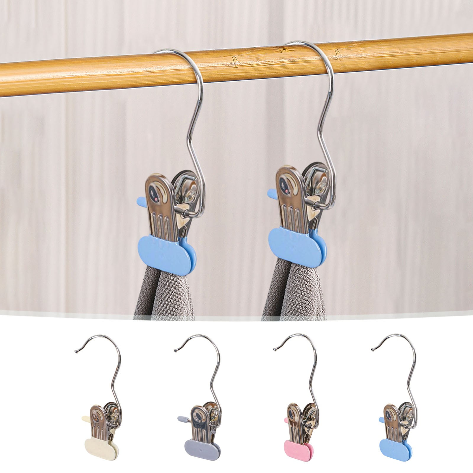 AntiRust Clothespin Clips, Stainless Steel Hooks, Space-Saving Hanging ...