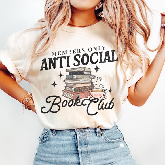 AntiSocial Book Club TShirt Bookish Shirt for Introverts Readers and ...