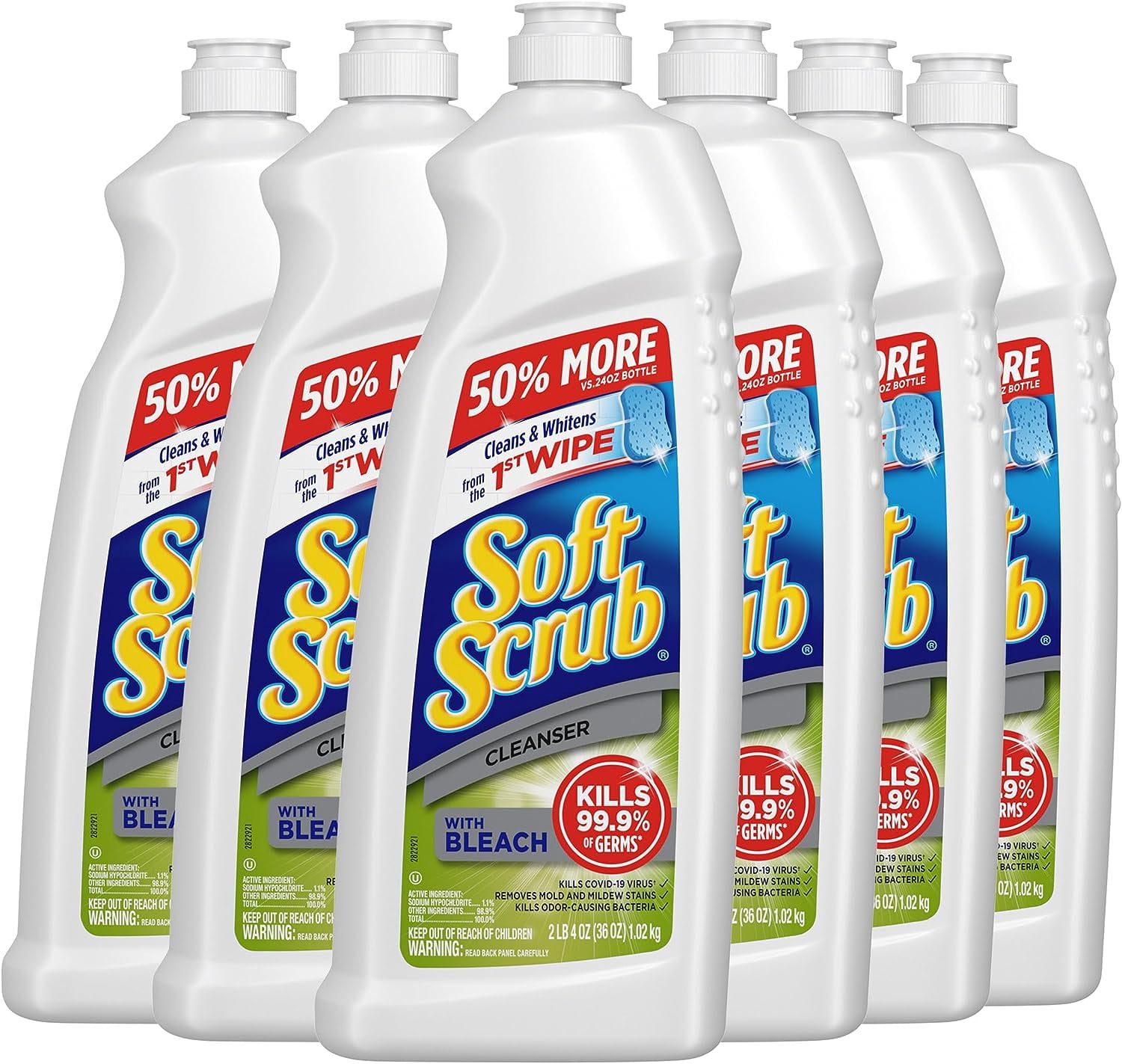 Antibacterial Cleaner with Bleach Surface Cleanser, 36 Ounce (Pack of 6 ...
