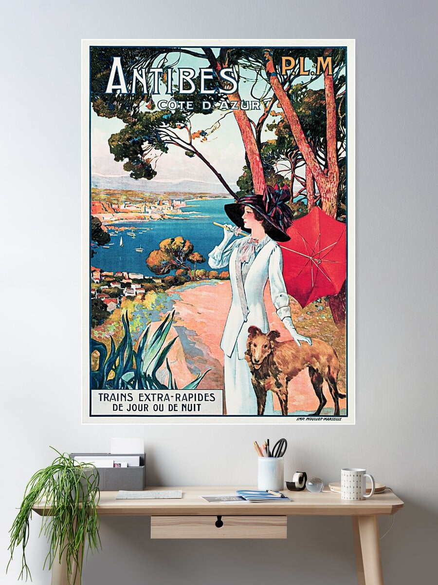 Antibes Cote D' Azur Extra Fast Train Day Or Night Vintage French Plm Railway Advertisement ...