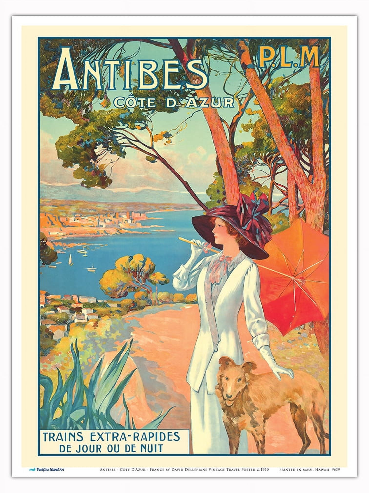 Antibes - Cote D’Azur France - Vintage Railroad Travel Poster by David Dellepiane c.1910 ...