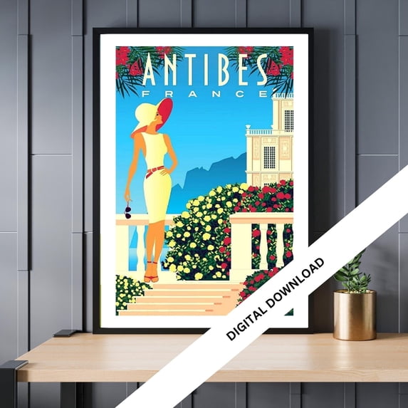 Antibes France Vintage Travel Poster: Retro Art Print, Poster Only ...