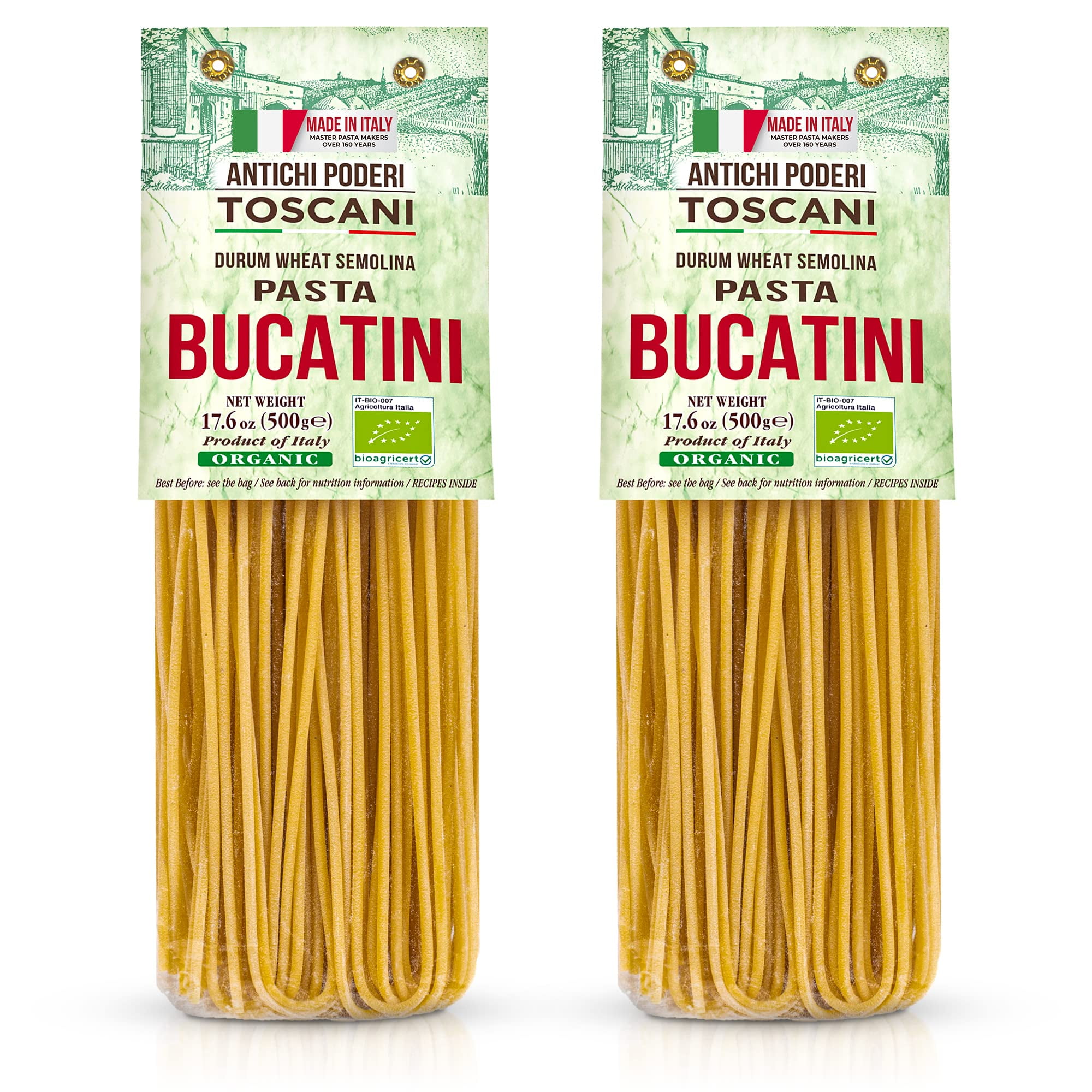 Antichi Poderi Bucatini Pasta Noodles - Premium Organic Italian Pasta ...