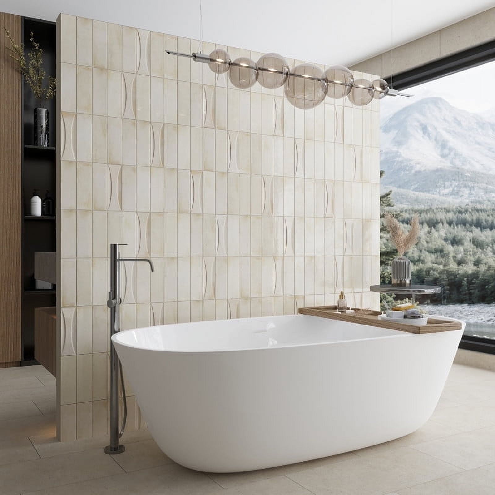 Antiek 3.94 in. x 3.94 in. Glossy White Ceramic Square Deco Wall Tile ...