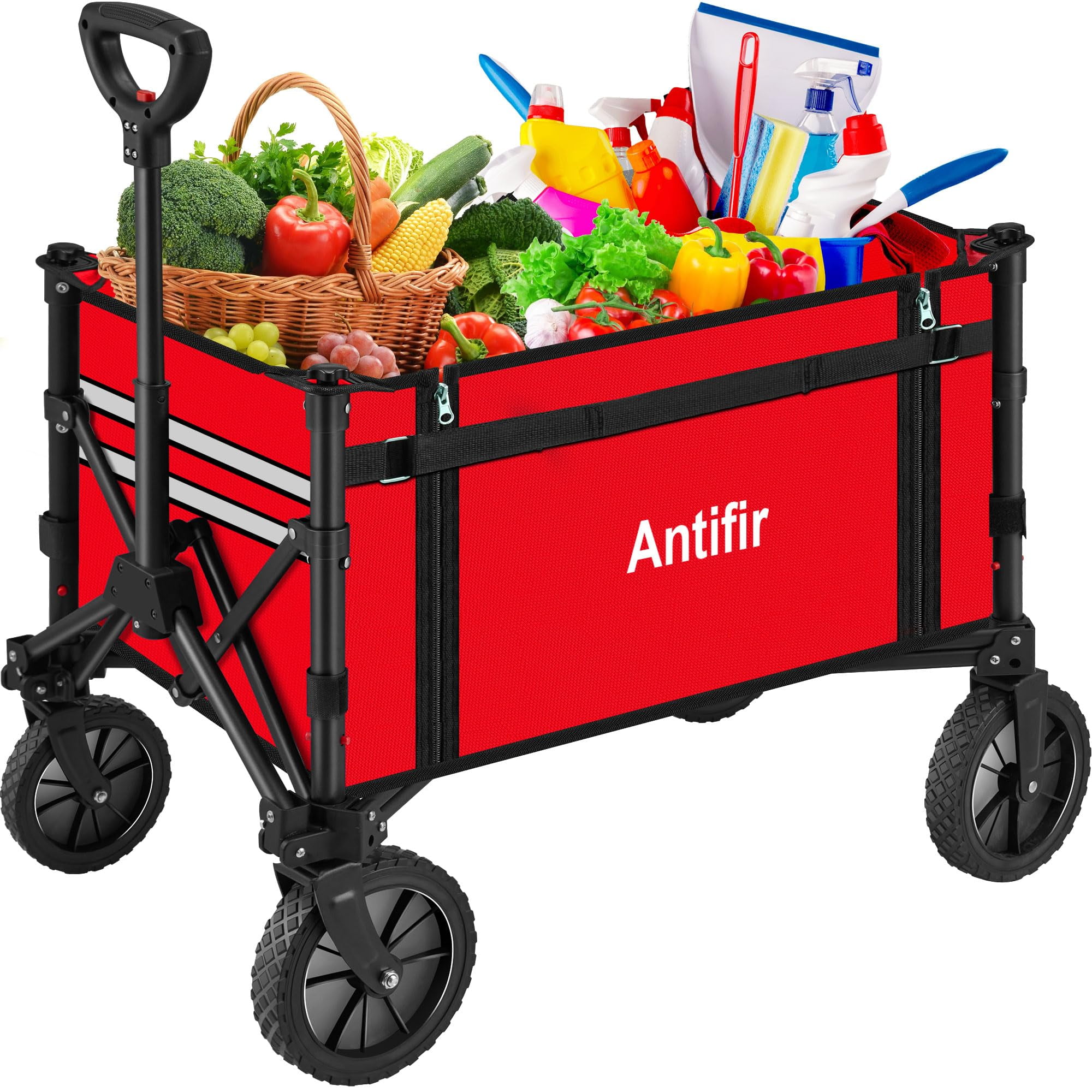 Antifir Collapsible Wagon Carts,Folding Wagon Cart with All Terrain Wheels,Heavy Duty Garden ...