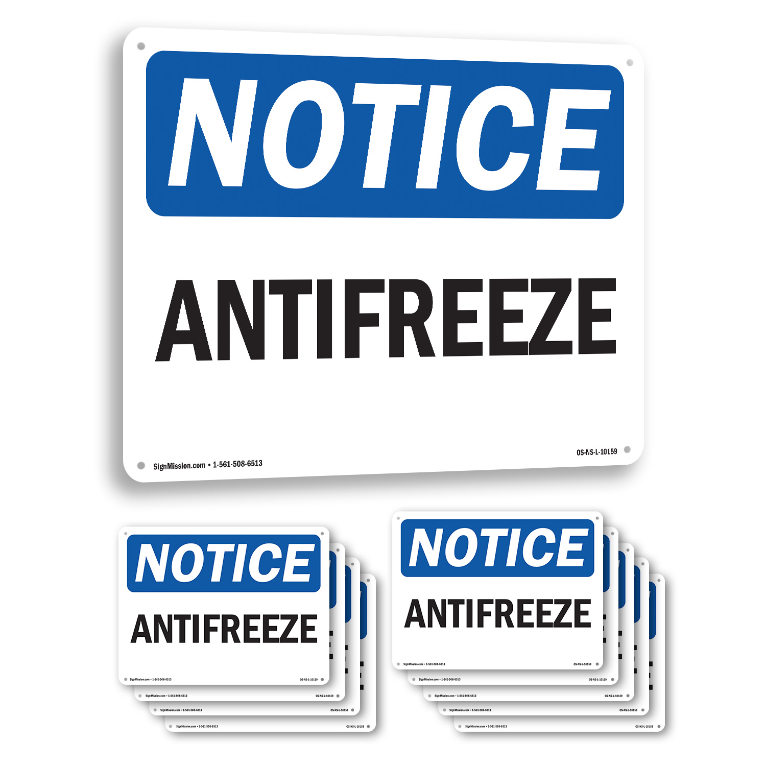 Antifreeze OSHA Notice Rigid Plastic Sign 10 Inch x 7 Inch - 10 Pack ...
