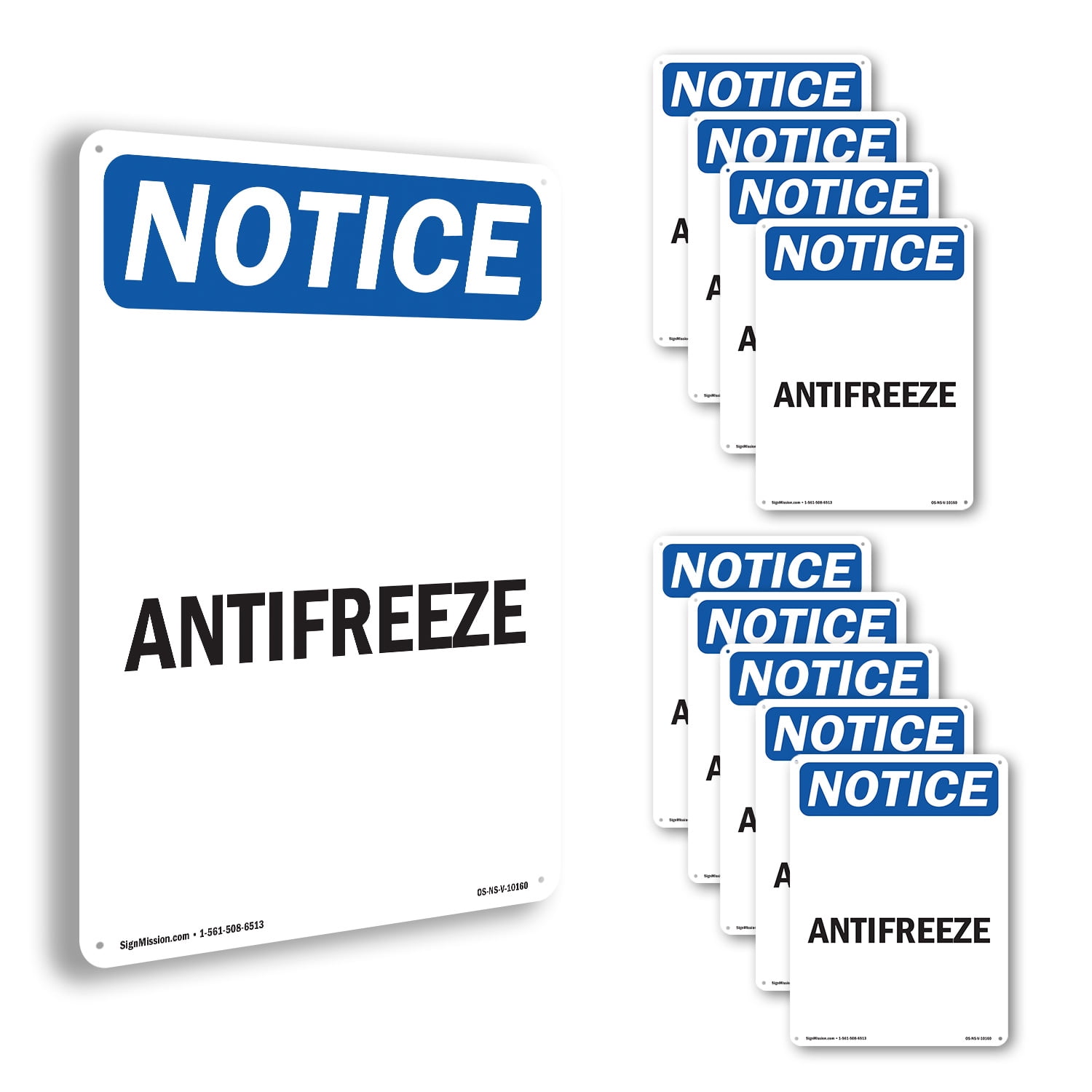 Antifreeze OSHA Notice Rigid Plastic Sign 18 Inch x 12 Inch - 10 Pack ...