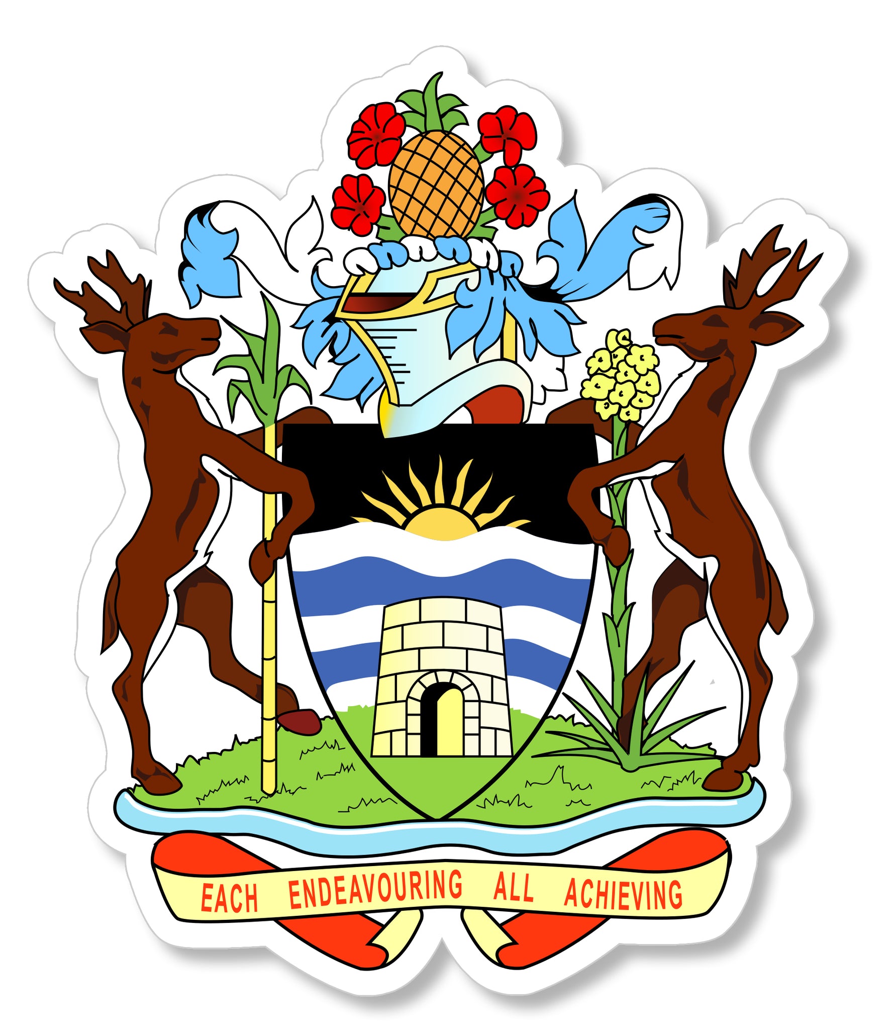 Antigua Coat of Arms Car Truck Window Bumper Laptop Cup Cooler Sticker ...