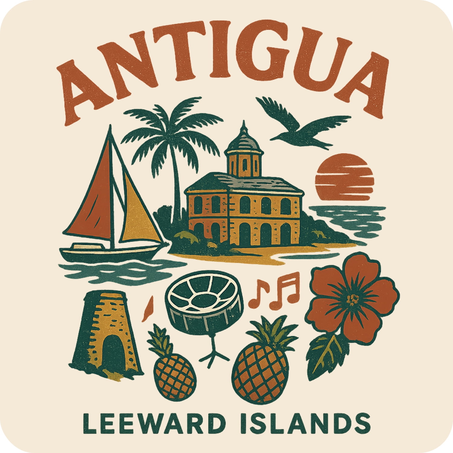 Antigua Leeward Islands Keepsakes Souvenir Vinyl Sticker – Destination ...
