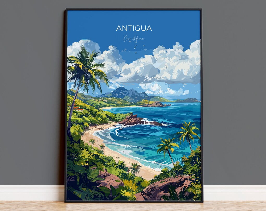 Antigua Travel Print Wall Art, Travel Poster Of Antigua, Caribbean ...