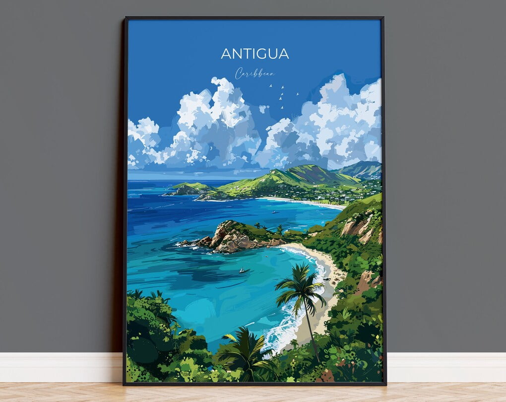 Antigua Travel Print Wall Art, Travel Poster Of Antigua, Caribbean ...