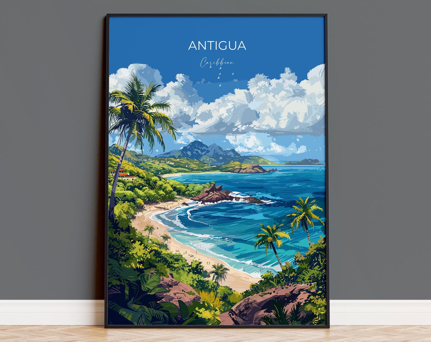 Antigua Travel Print Wall Art, Travel Poster of Antigua, Caribbean ...