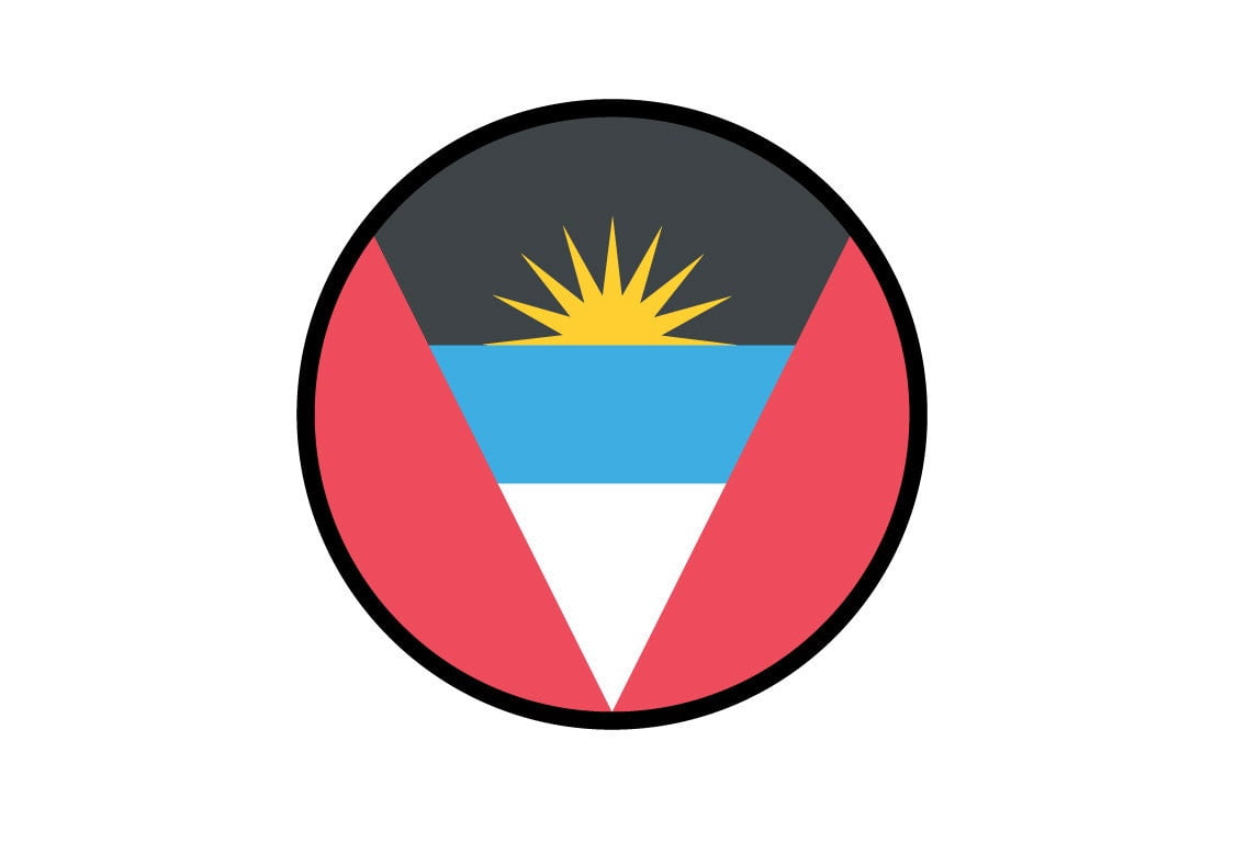 Antigua and Barbuda Flag Circle Sticker Decal 4 inches - 4 inch ...