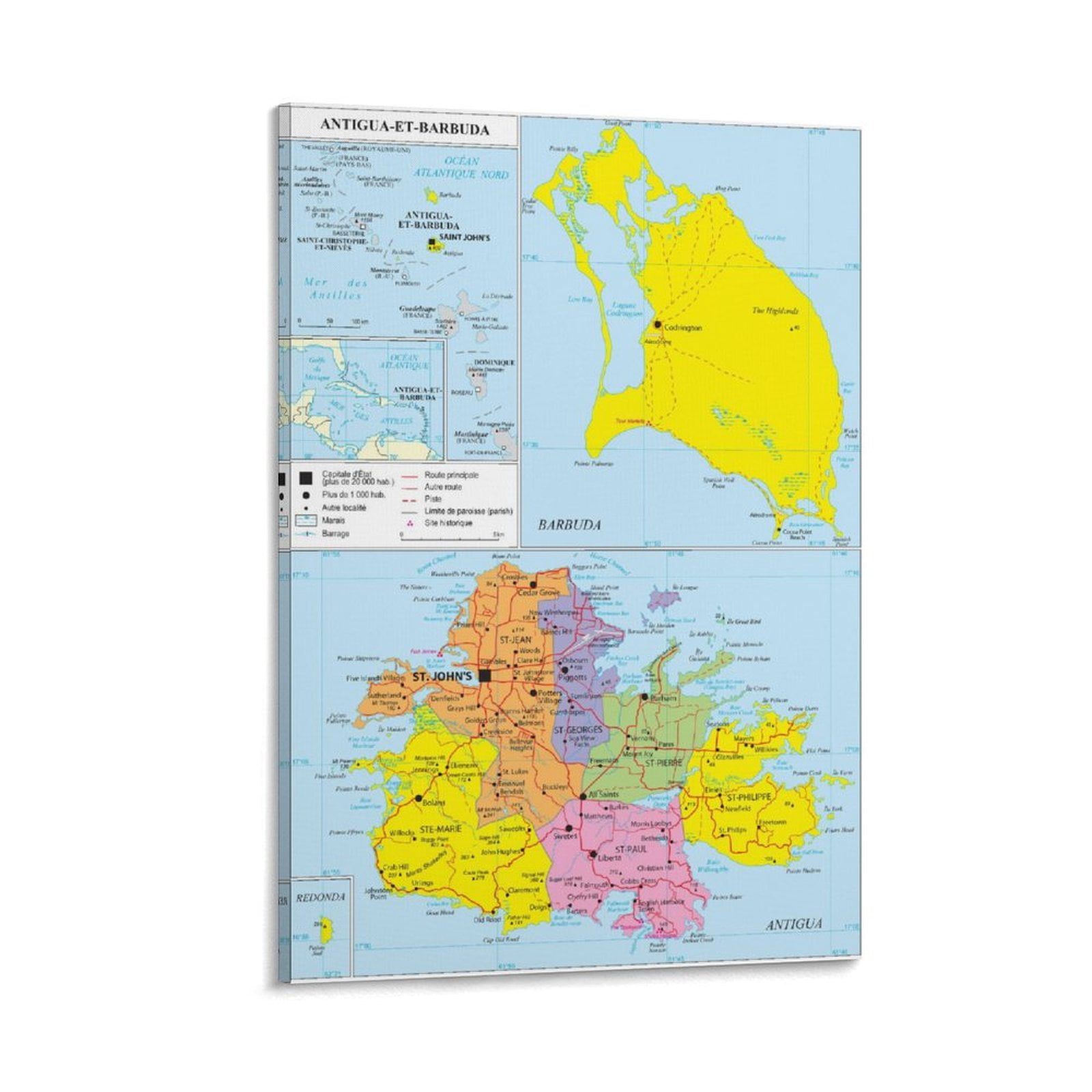 Antigua-and-Barbuda Map Posters Wall Art Poster Gifts Bedroom Prints ...