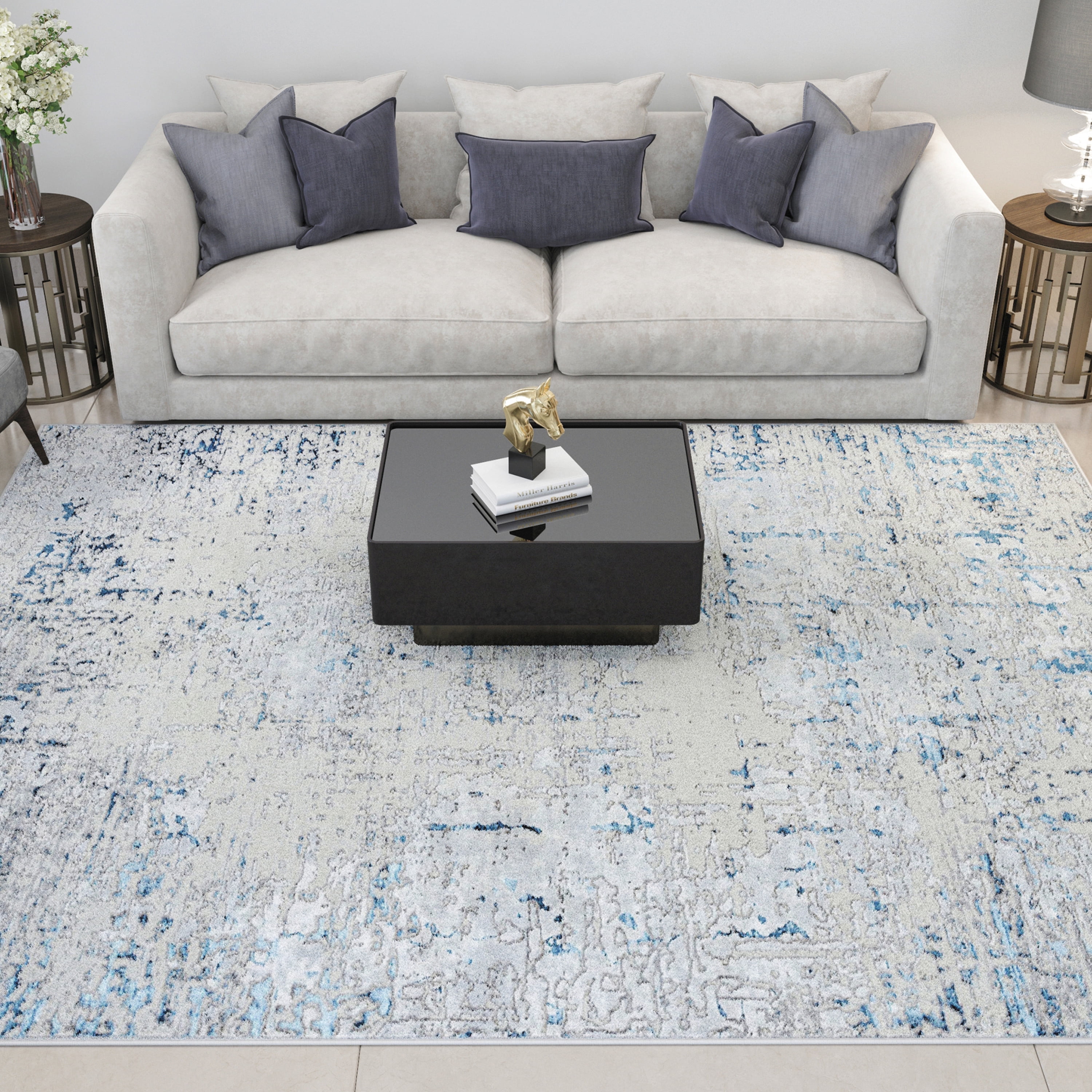 Free Shipping! Bliss Rugs 8x10 Blue Gray Contemporary Abstract ...
