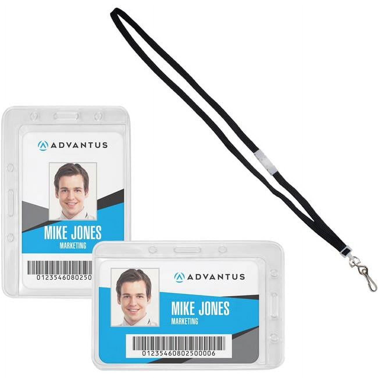 Antimicrobial Id And Security Badge With Lanyard Combo Pack, Horizontal ...