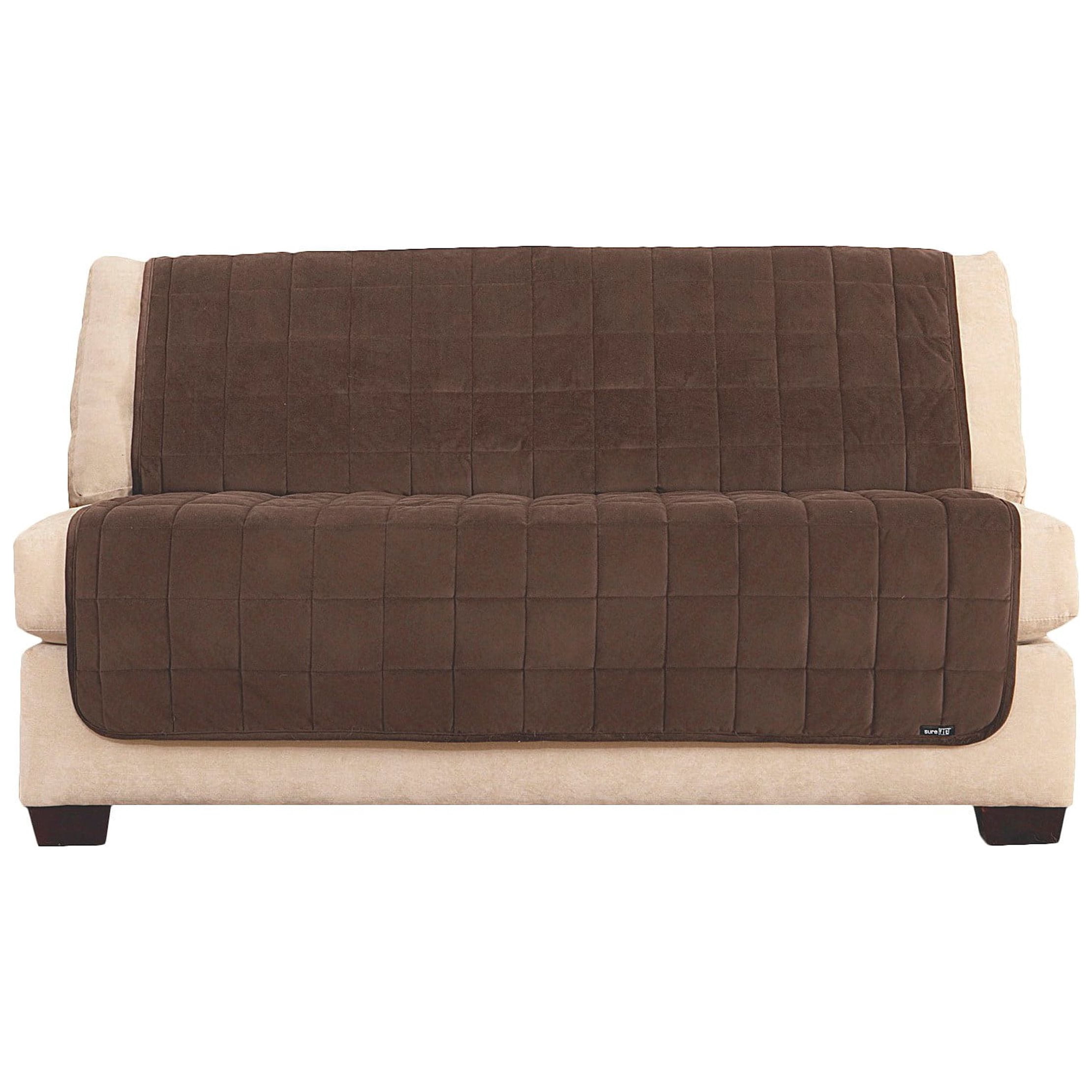 Antimicrobial Quilted Armless Loveseat Furniture Protector Chocolate ...
