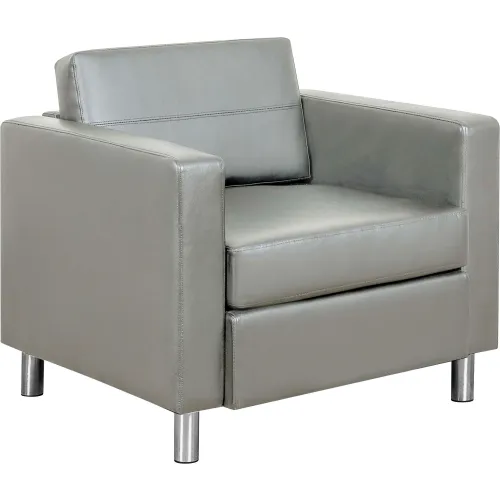 Antimicrobial Upholstered Leather Club Chair, Gray - Walmart.com