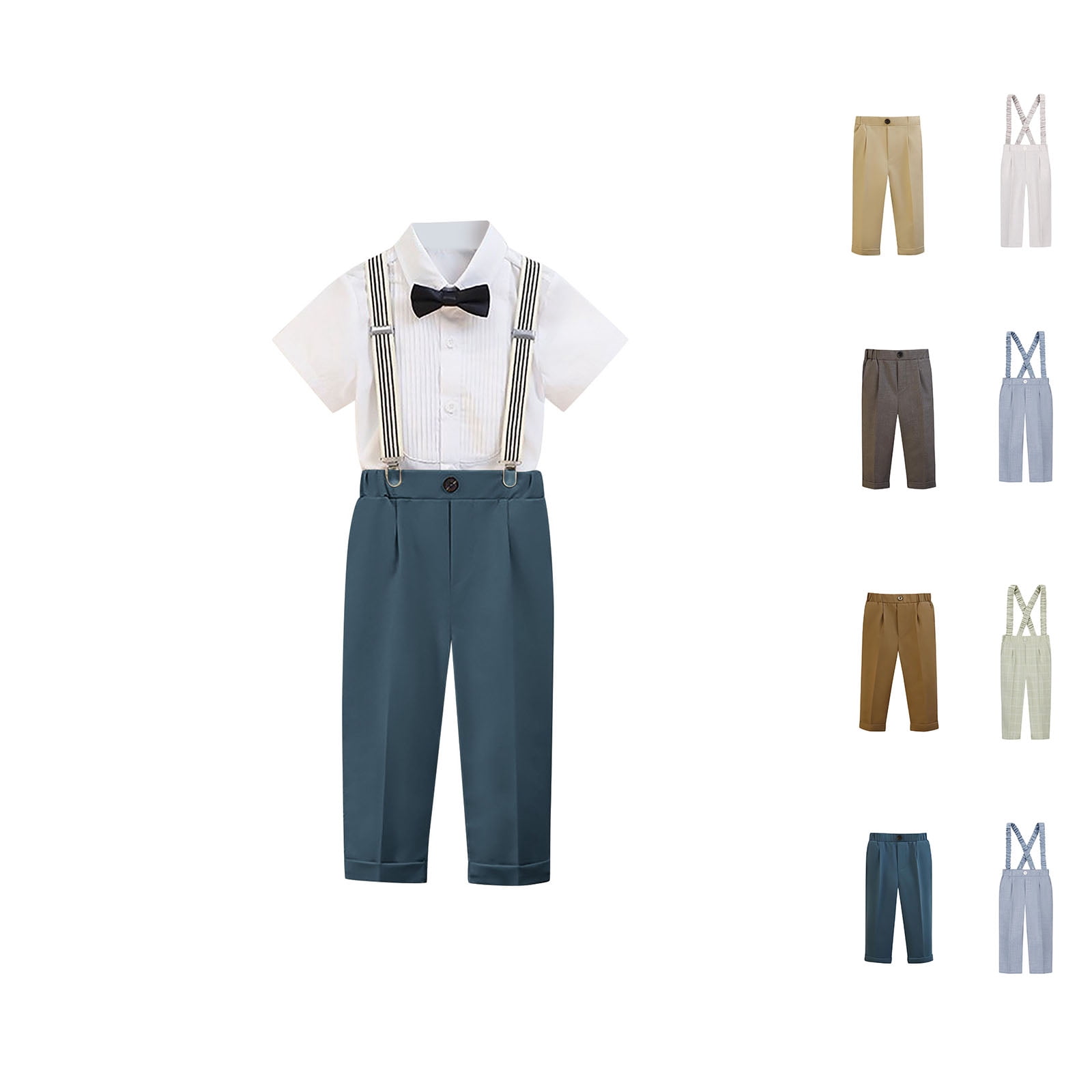 Antinious Boys Full Length Pants Overalls Solid School Uniform Loose ...