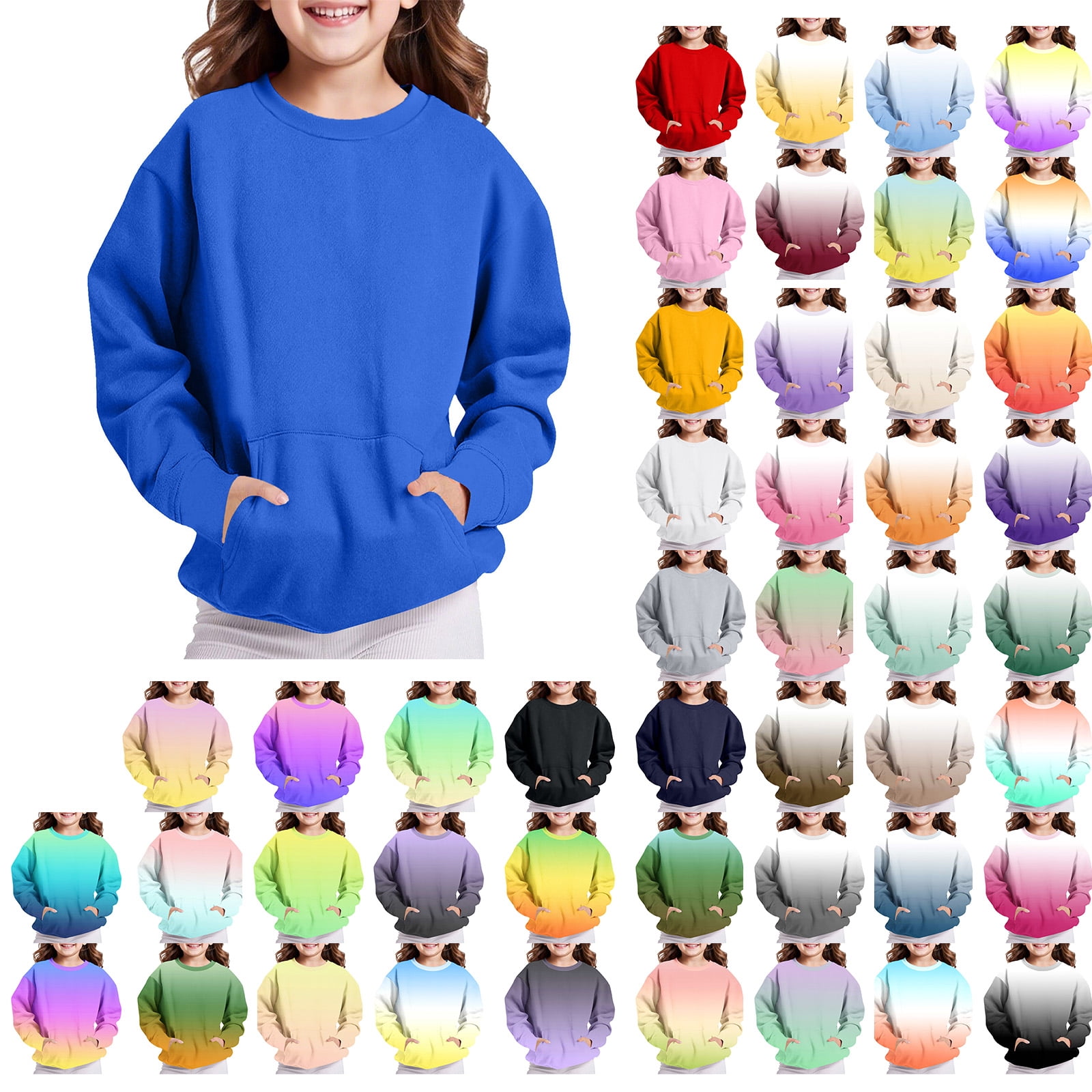Antinious Boys Girls Check Long Sleeve Hoodless Fitness Pocket Casual ...