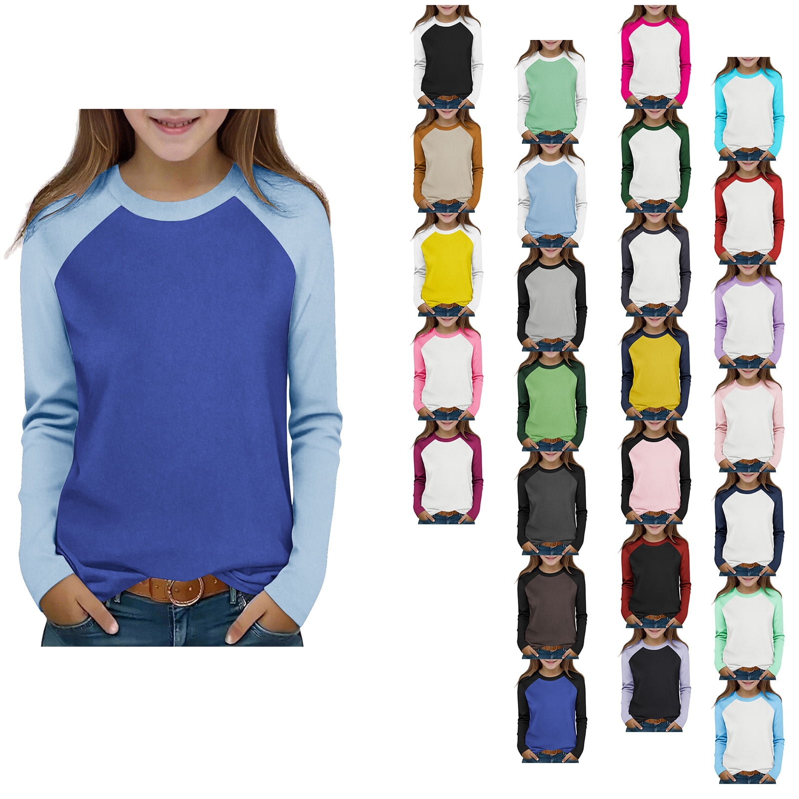 Antinious Boys Girls Patchwork Color Raglan Long Sleeve Round Neck ...