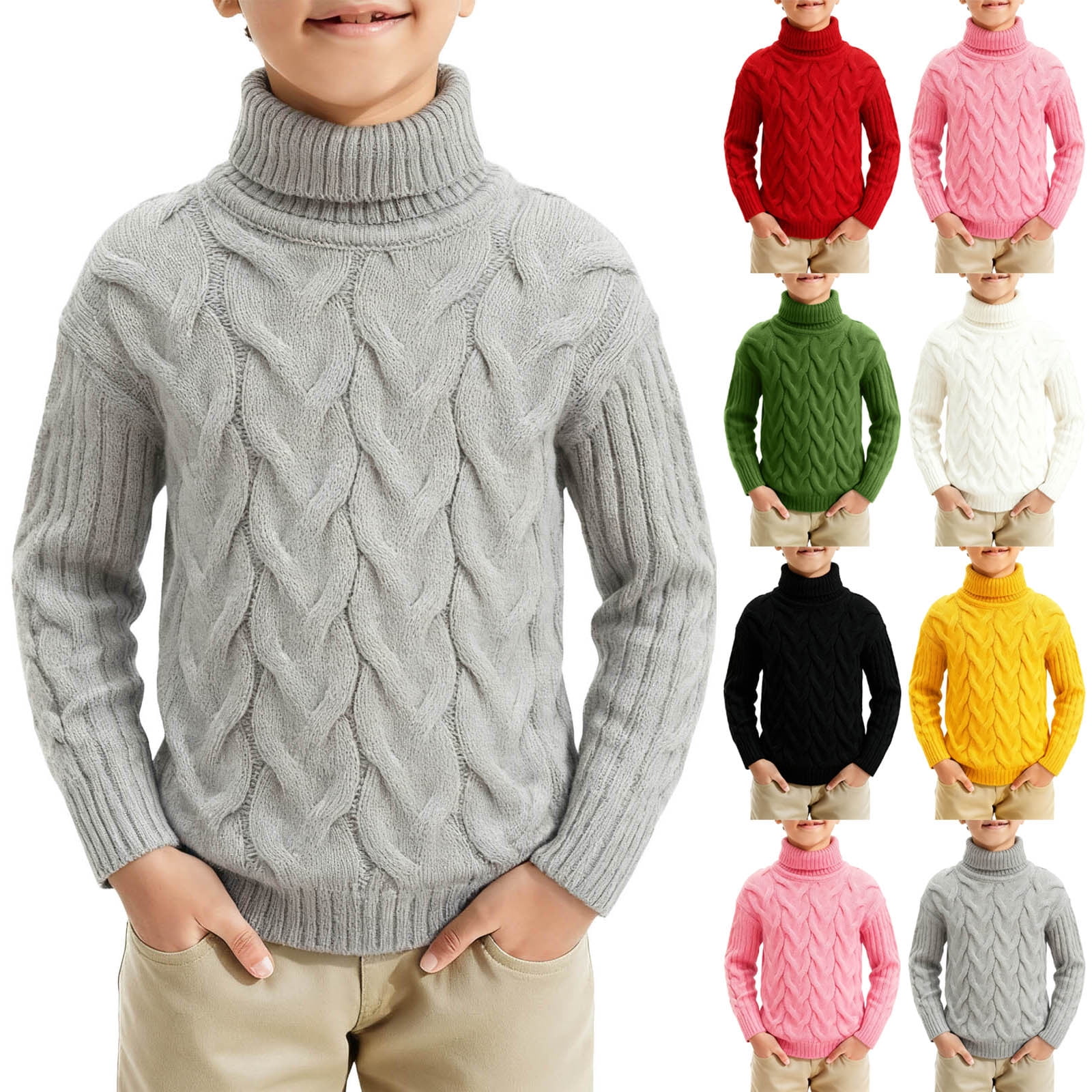 Antinious Boys Girls Solid High Collar Soft Pullover Sweater Casual ...