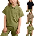 Antinious Boys Girls Solid Short Sleeve Collared Breathable Comfortable ...