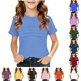 Antinious Boys Girls Solid Short Sleeve Round Neck Versatile Stripe ...