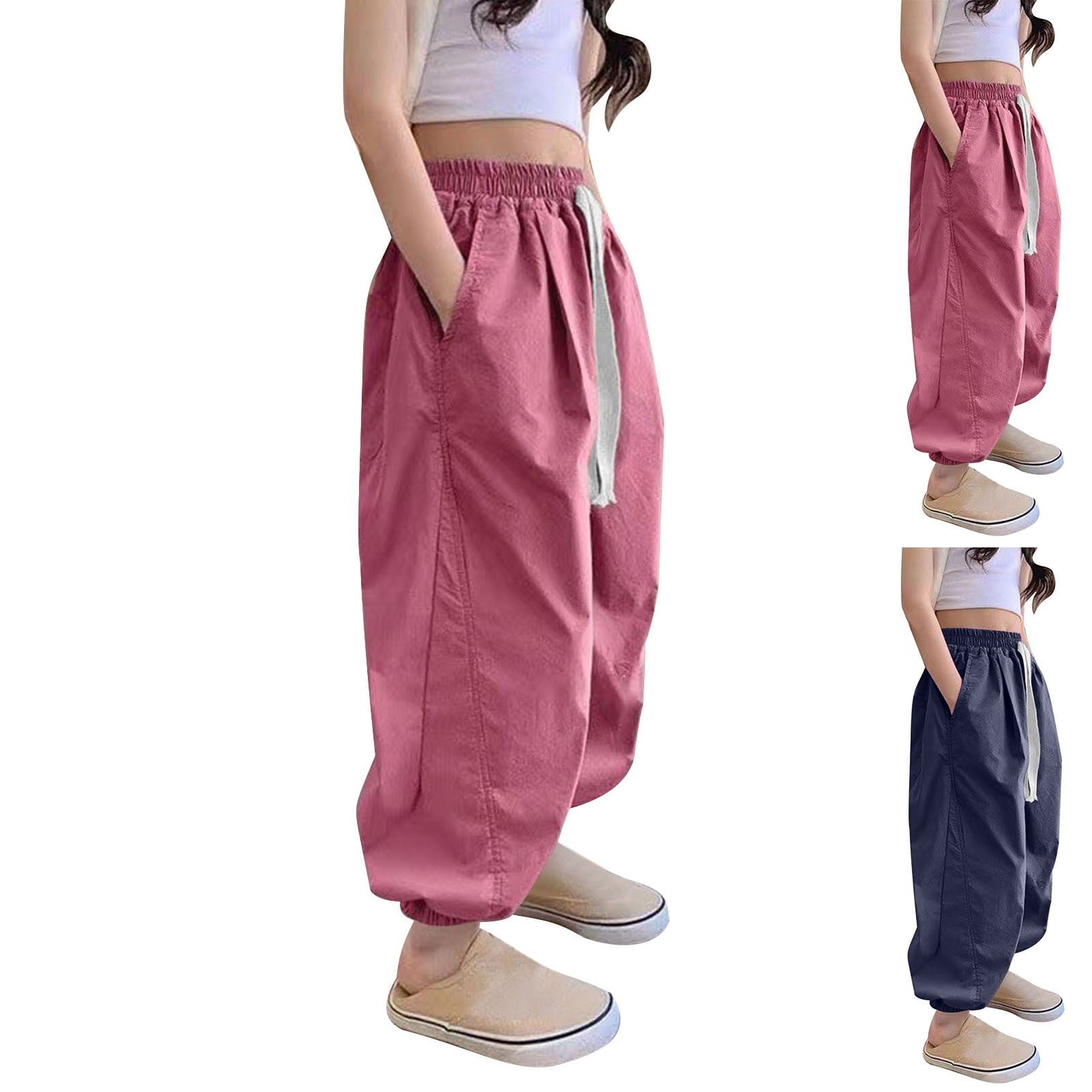 Antinious Boys Girls Solid with Pockets Elastic Waist Fitness Versatile ...