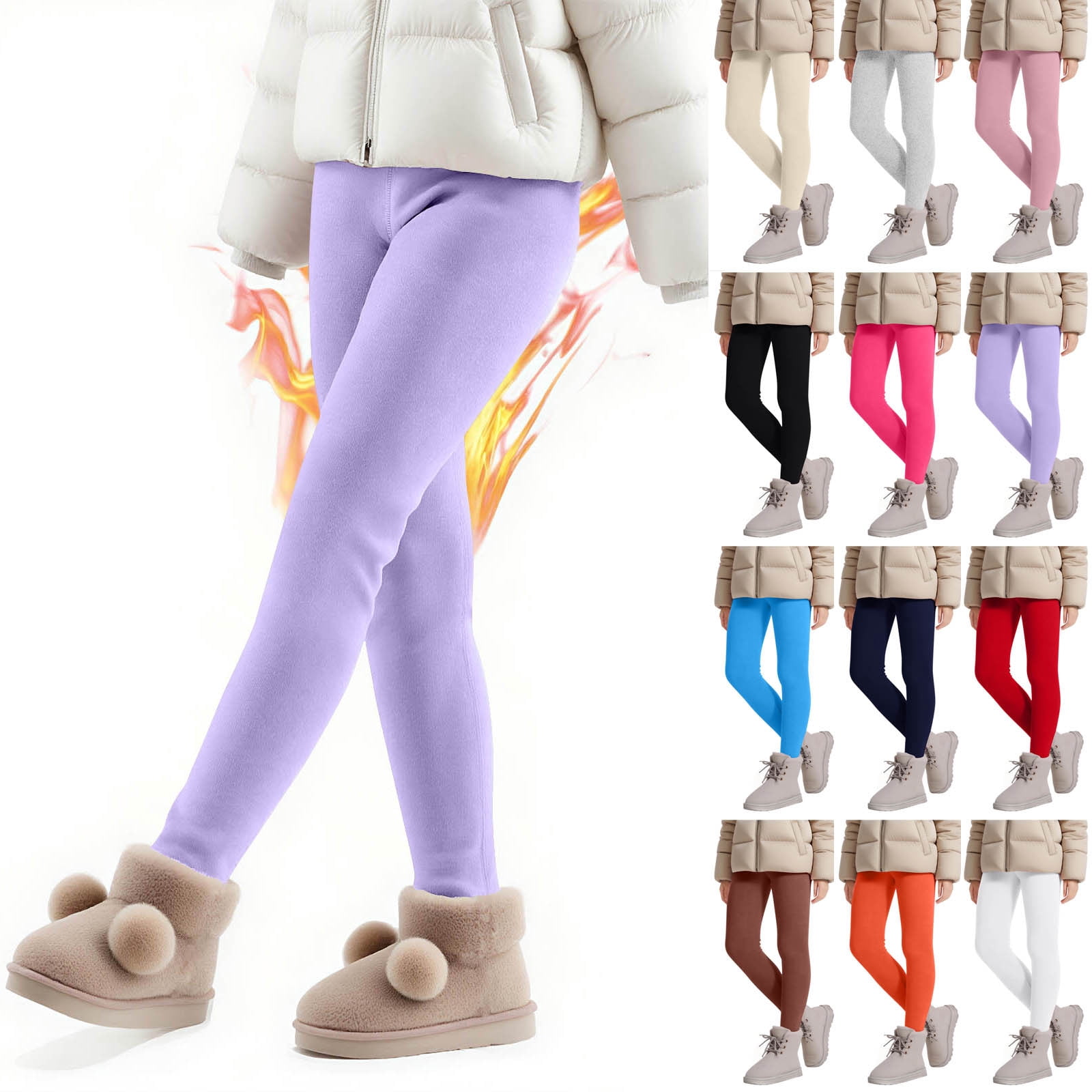 Antinious Boys Girls Yoga Full Length Pants Winter Solid Thicken ...