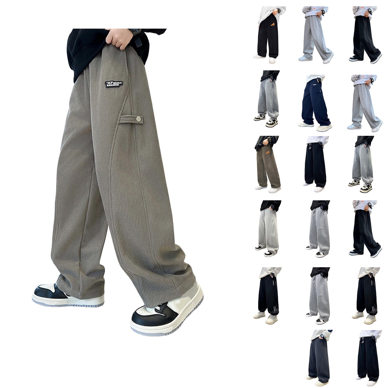 Antinious Boys Wide Leg Sweatpants Solid Loose Comfortable Casual Daily ...
