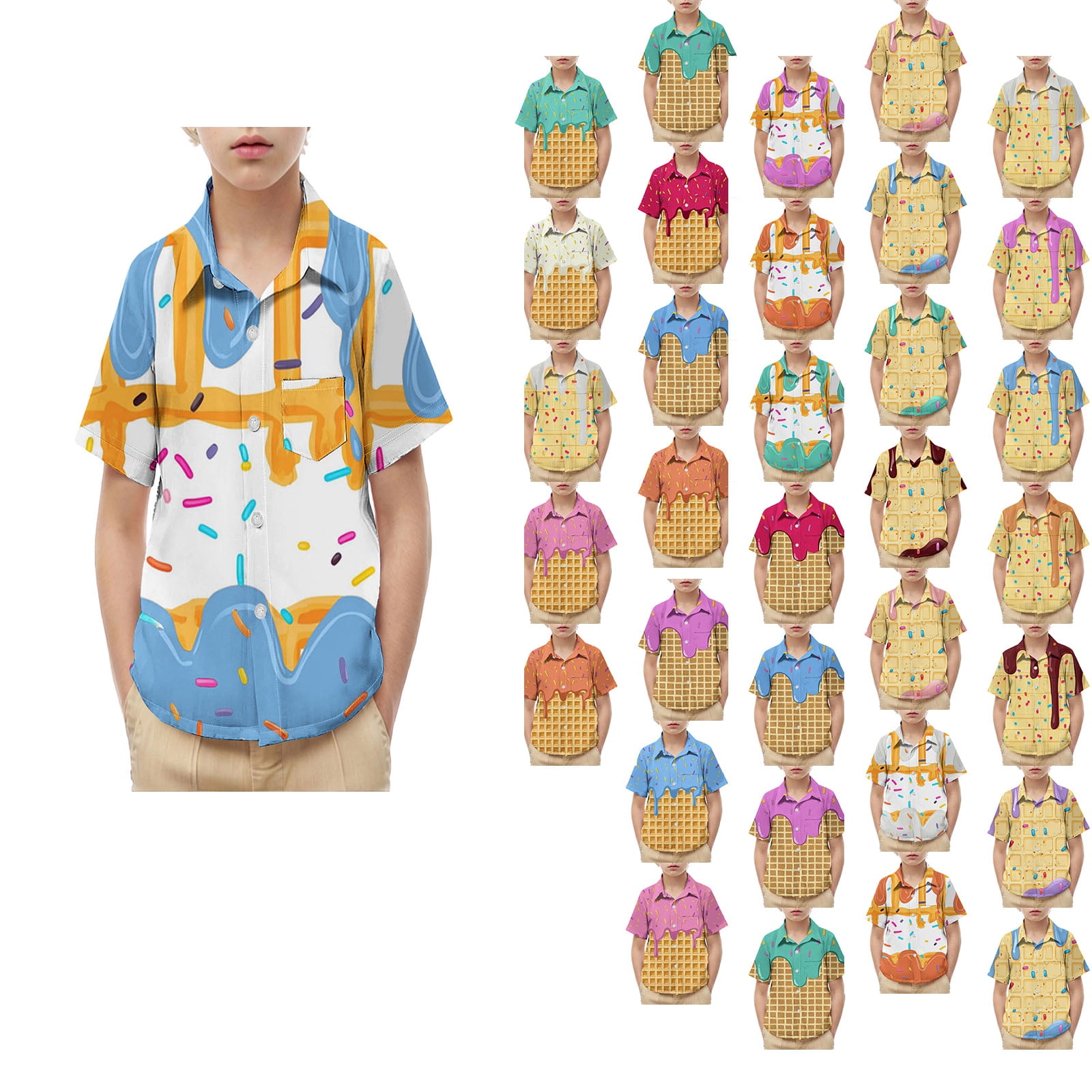 Antinious Child Boys Print Pockets Trendy Short Sleeve School Uniform ...