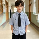 Antinious Child Boys Stripe Style Short Sleeve Collared School Uniform ...
