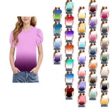 Antinious Child Girls Gradient Print Ruffle Sleeve Soft Daily Round ...
