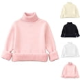 Antinious Child Girls Solid High Collar Warm Fleece Pullover Sweater ...