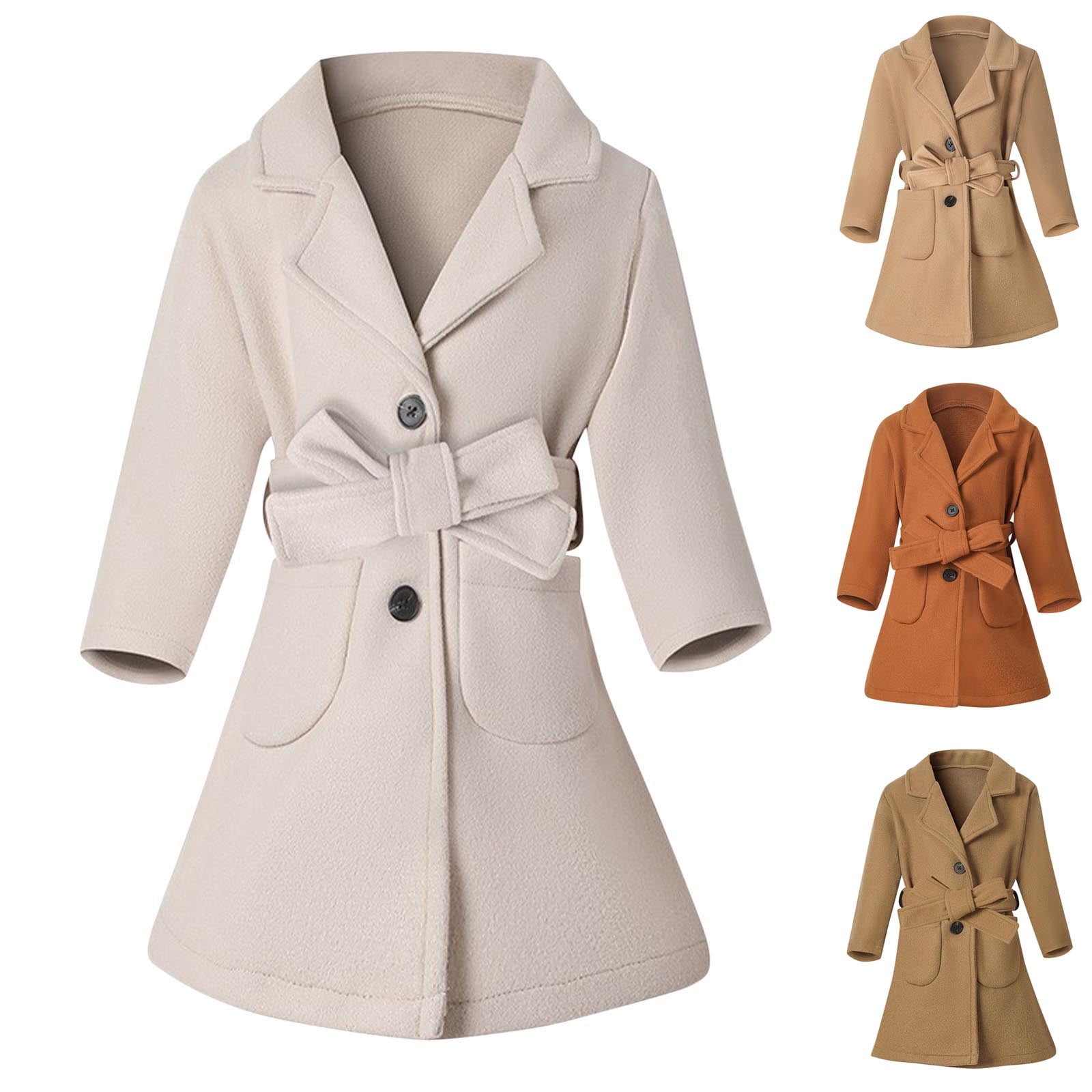 Antinious Fall Winter Savings Toddler Girls Fashion Casual British Style Overcoat Solid Color ...