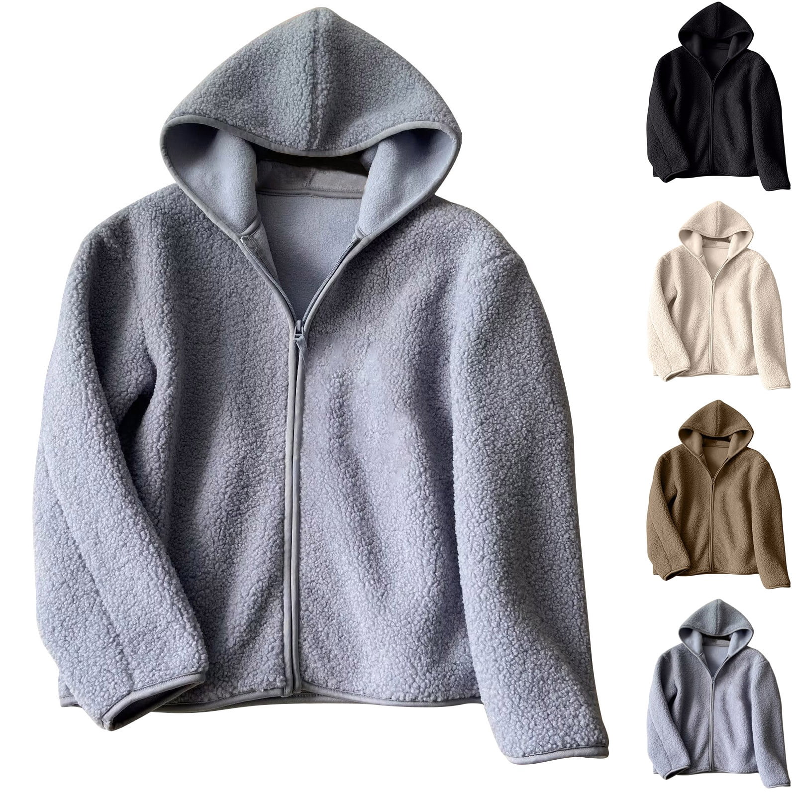 Antinious Fleece Jacket Women Hooded Long Sleeve Zip Up Cardigan Casual ...
