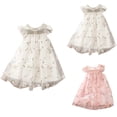 Antinious Girls Floral Print Sleeveless Round Neck Mesh Elegant Casual ...