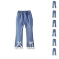 Antinious Girls Full Length Pants Jeans Loose Breathable Soft Wide Leg ...