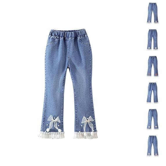 Antinious Girls Full Length Pants Jeans Loose Breathable Soft Wide Leg ...