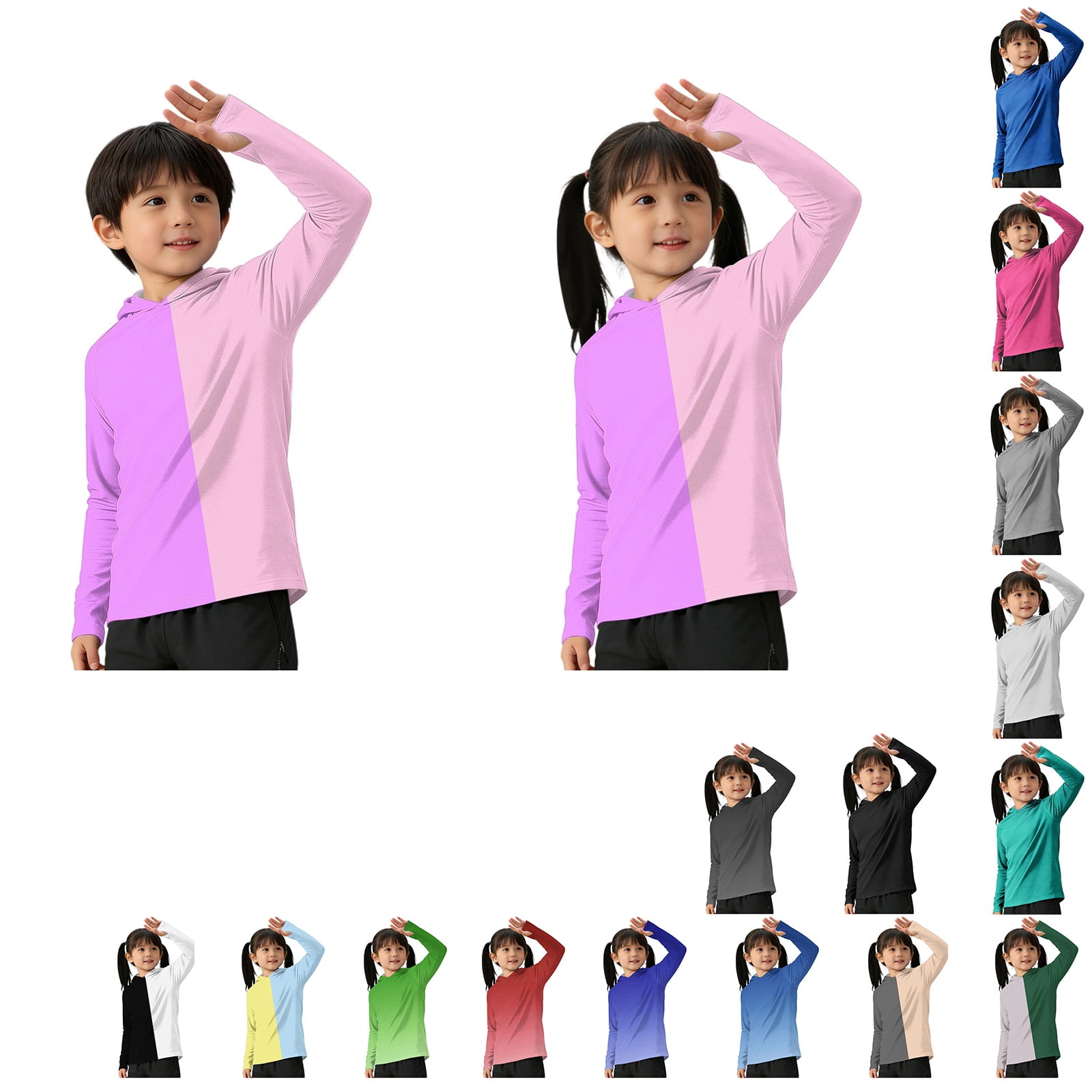 Antinious Girls Long Sleeve Hooded Solid Summer Sun Protection Ripped ...
