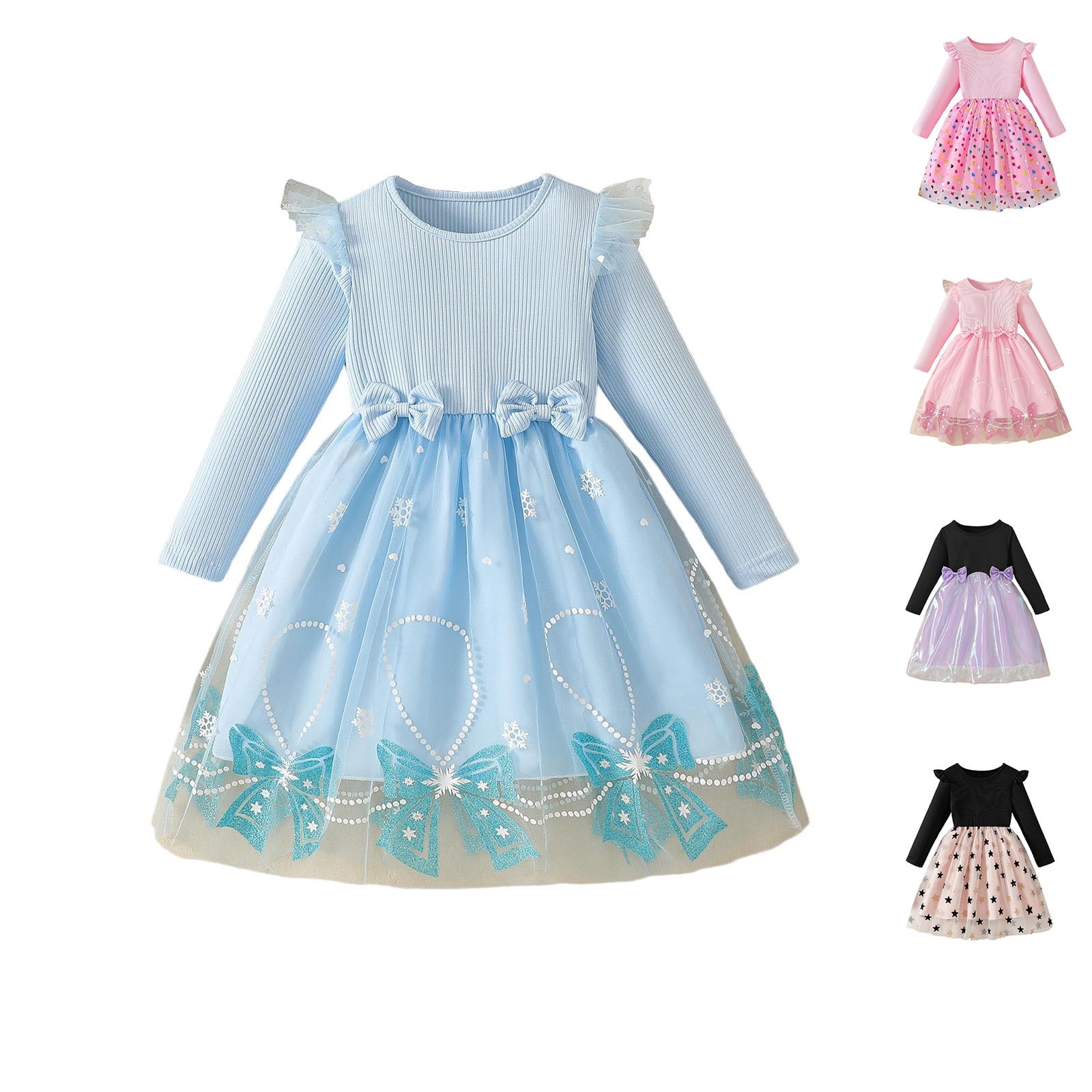 Antinious Girls Long Sleeve Round Neck Star Mesh Elegant Comfortable ...