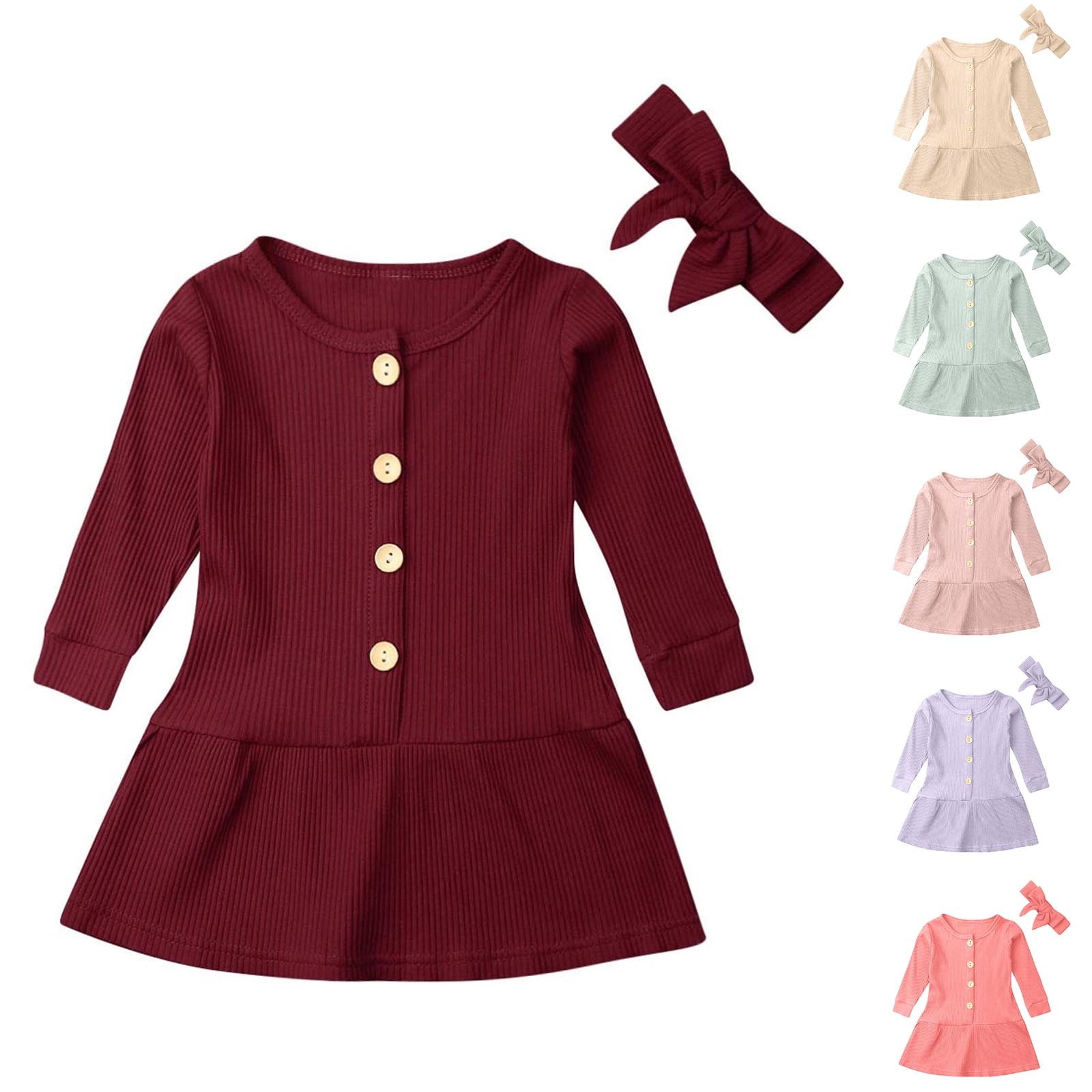 Antinious Girls Outer Frock Girls Dopamine Princess Dress Solid Color ...